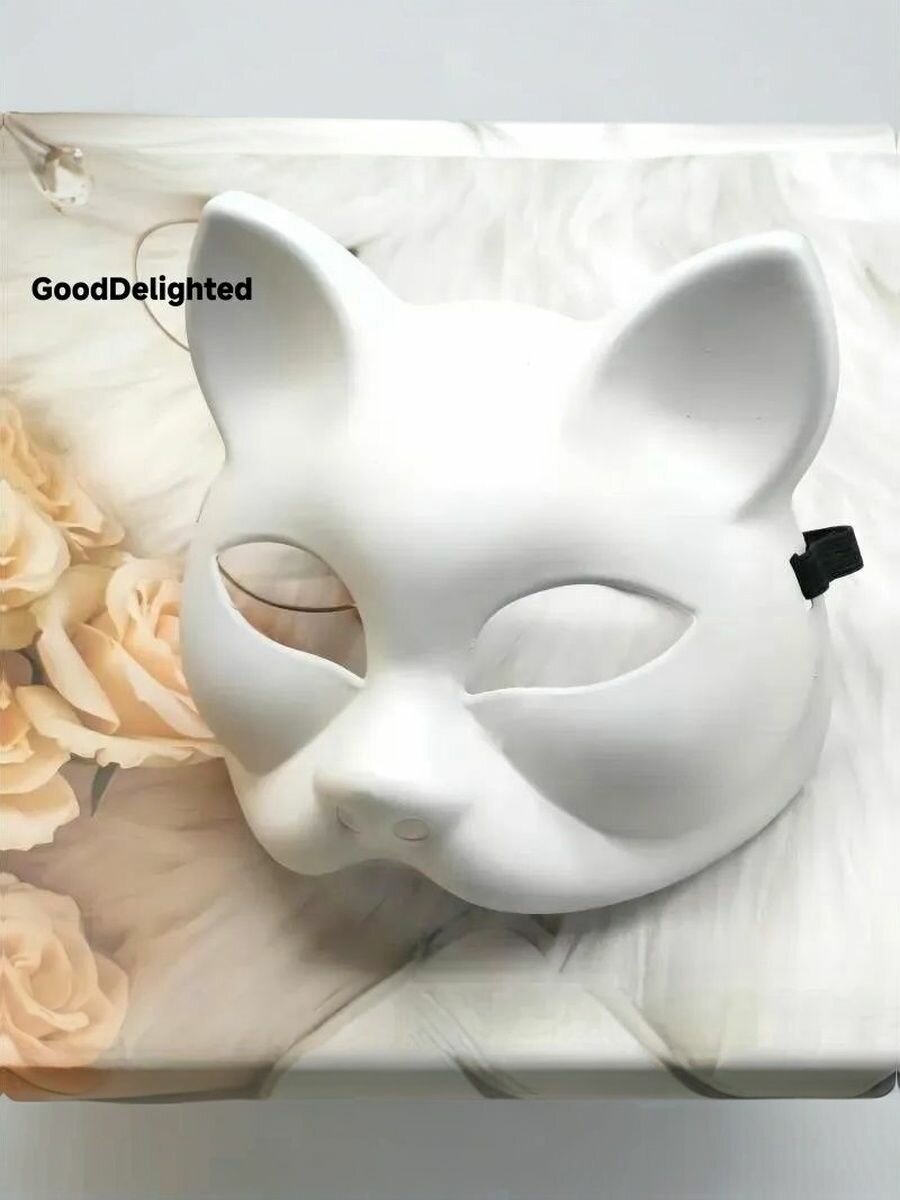 Кошачья маска, 1 шт, пластиковая маска, белый