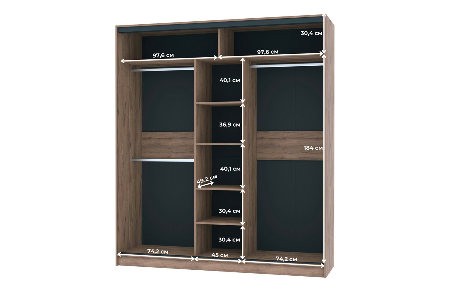 Шкаф-купе Hoff Home, 200х229,5х59,5 см, для одежды, ЛДСП, цвет дуб табачный Craft — фото 1