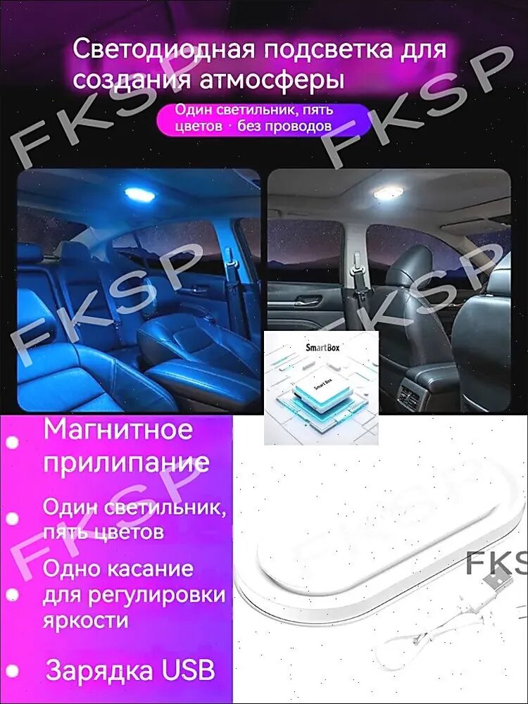 Настенно-потолочный LED светильник, 1 Вт, белый, для кухни и коридора, LED, USB