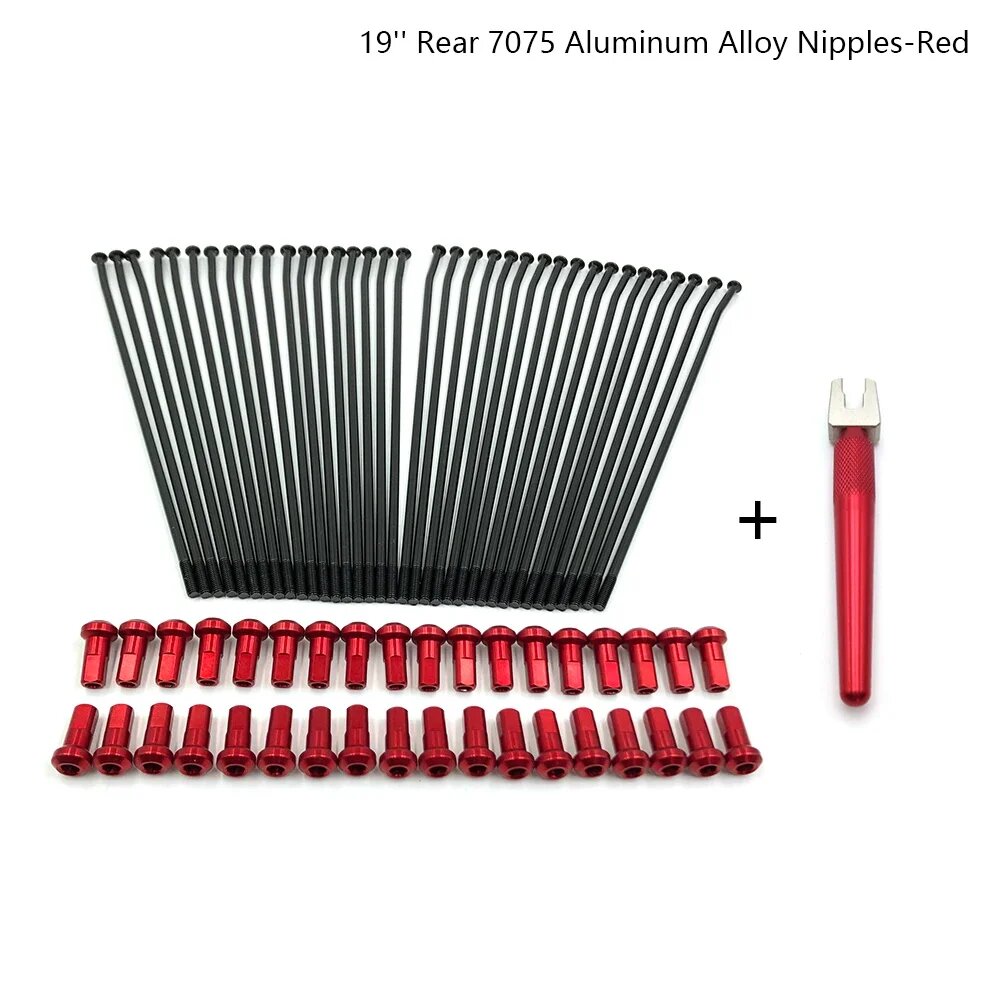 Мотоцикл 36 шт. 21 "передние 18 "19" спицы заднего колеса соски с ключом Красный, 19 Rear Red Set