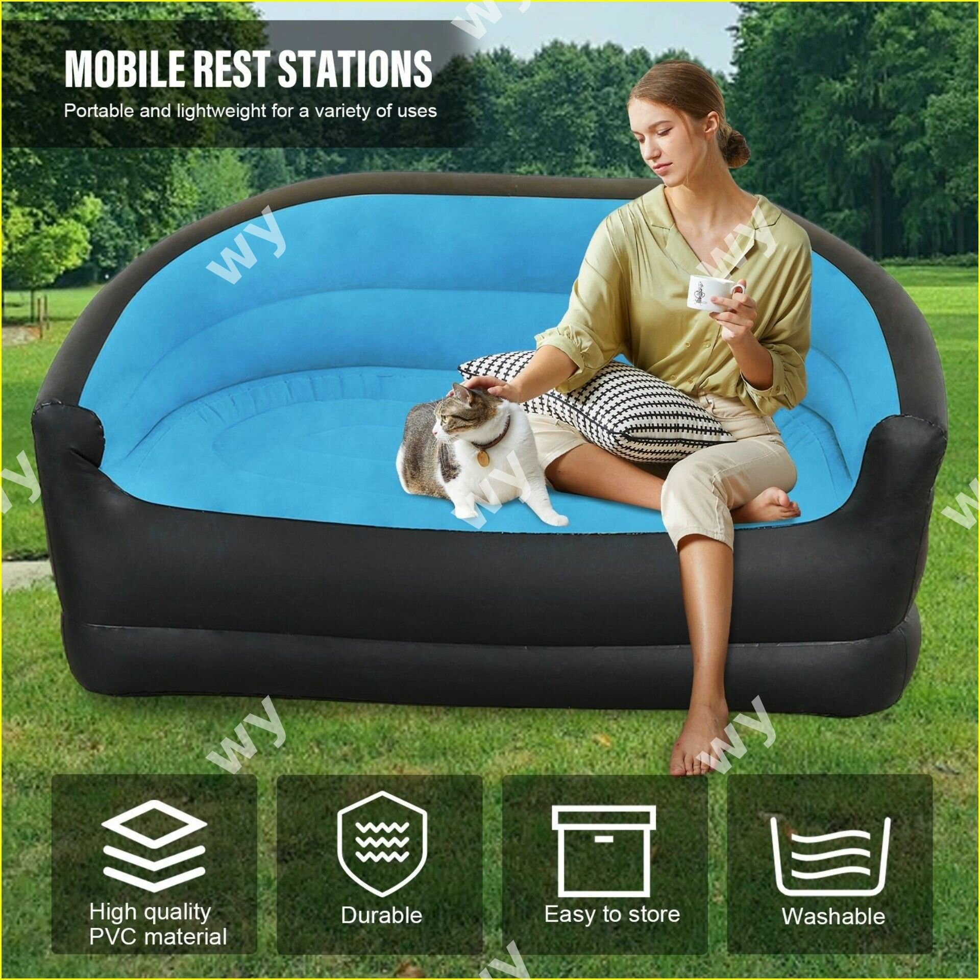 Надувной диванкровать премиум с насосом для гостиных и читальных залов предлагается