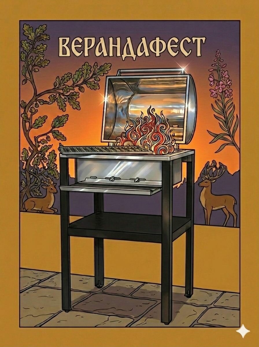 VERANDA: Садовая Кухня - Угольный Гриль на Подставке - Уличная Модульная Кухня