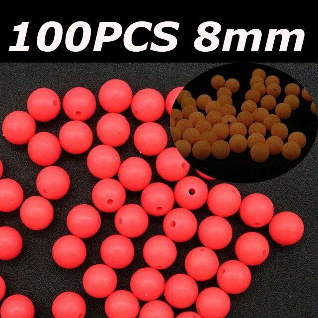 Светящиеся пластиковые рыболовные бусины зеленый красный 100 шт. 100PCS 8mm R