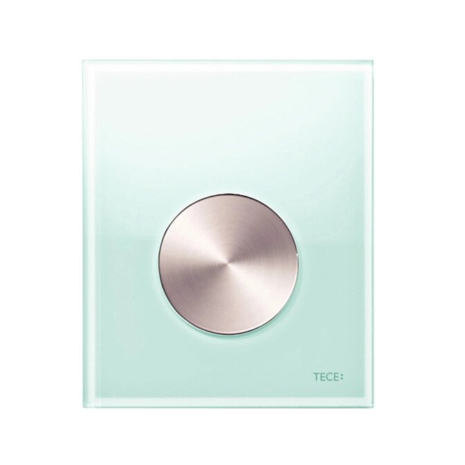 Панель смыва для писсуара TECE TECEloop 9242662 стеклянная, стекло мятный зеленый, клавиша нержавеющая сталь сатин (покрытие против отпечатков пальцев)