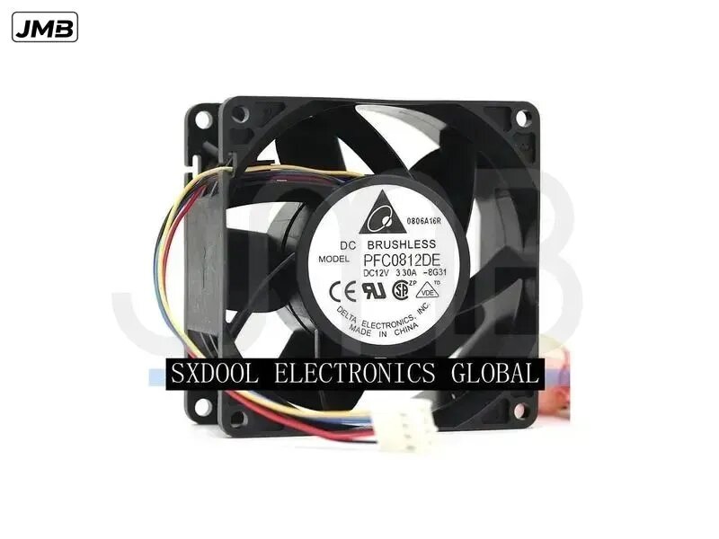 Вентилятор Delta PFC0812DE черный, 80x80x38 мм, 12В, 3.3A для компьютерных корпусов — фото 1