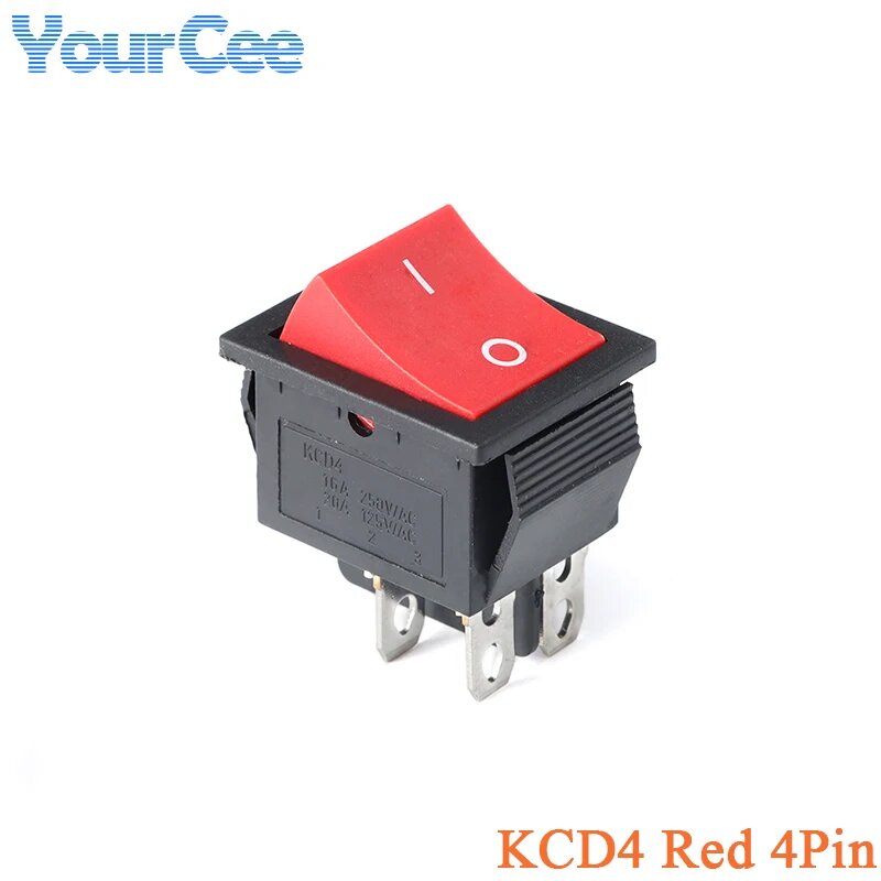 Переключатель KCD4 Red 4P без светодиода