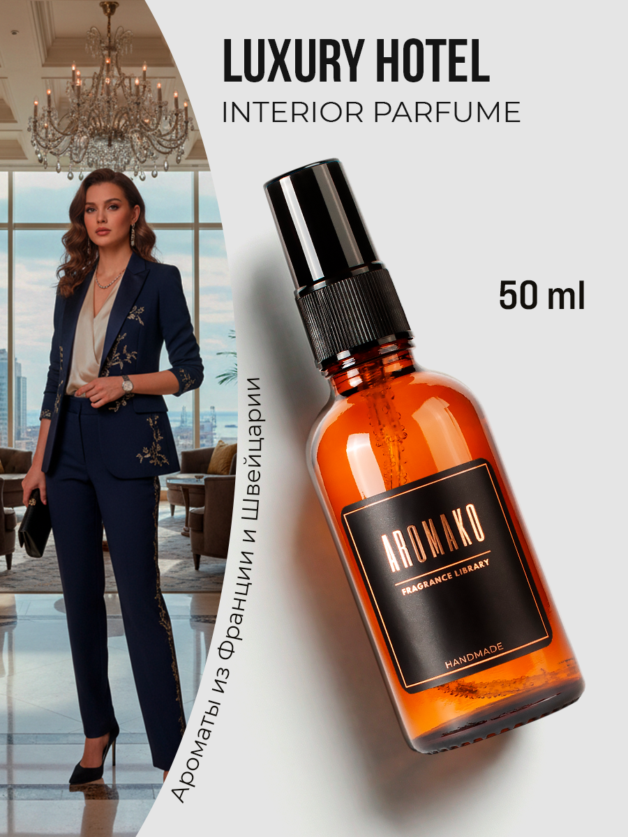 Парфюм-спрей для дома Luxury Hotel 50 мл AROMAKO , текстильный парфюм, освежитель воздуха, ароматизатор для дома