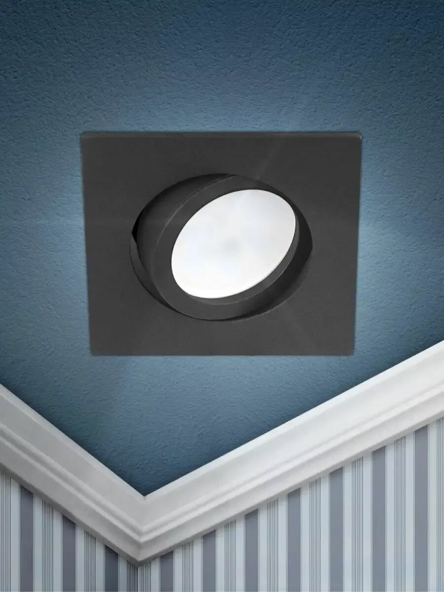 Светильник потолочный встраиваемый точечный ЭРА KL87 BK декоративный на кухню, в детскую комнату, в спальню, в коридор, в прихожую / Спот потолочный MR16/GU5.3 черный