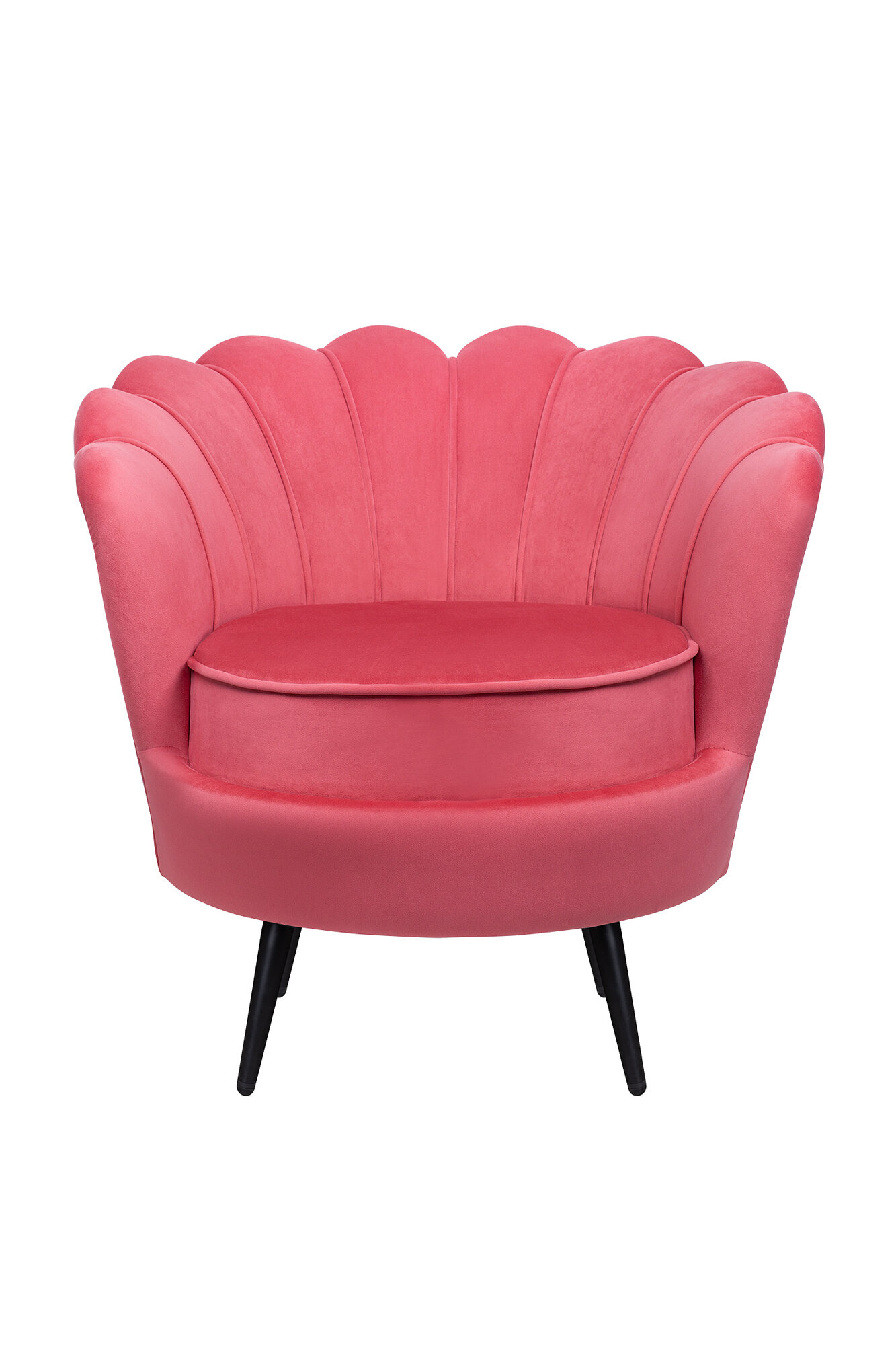 Кресло ракушка Mak-interior, Pearl karmin, дизайнерское для дома красного цвета с черными ножками