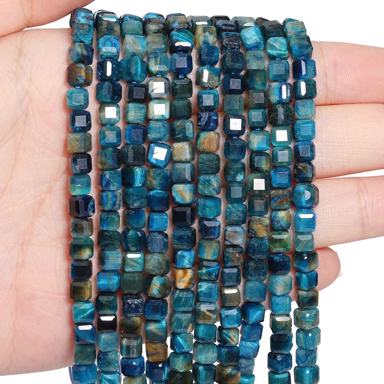 6 мм 8 мм AAA граненый куб из натурального камня, голубые бусины с тигровым глазом, квадратные бусины-разделители для изготовления ювелирных изделий, аксессуары для браслетов «сделай сам»
