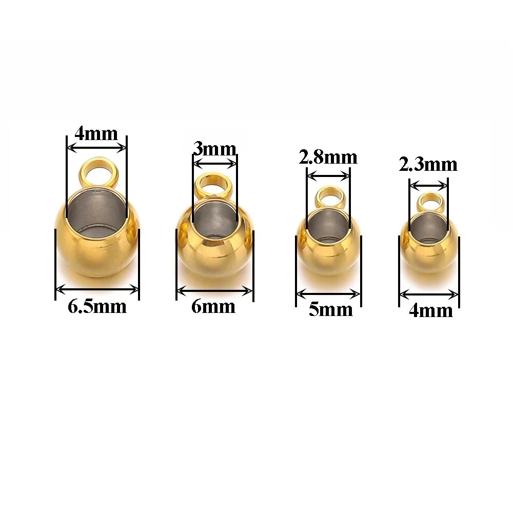 Бусины-разделители Semitree, нержавеющая сталь, золотистые, 2-4 мм 6x3mm hole, gold horizontal