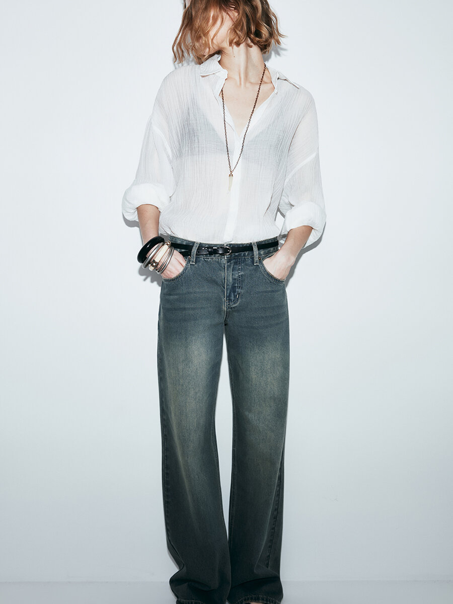 Рубашка оверсайз из фактурного лиоцелла