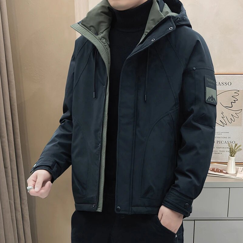 Повседневная мужская куртка на хлопковой подкладке, уличная утепленная короткая куртка-пуховик, осенне-зимняя рабочая куртка .