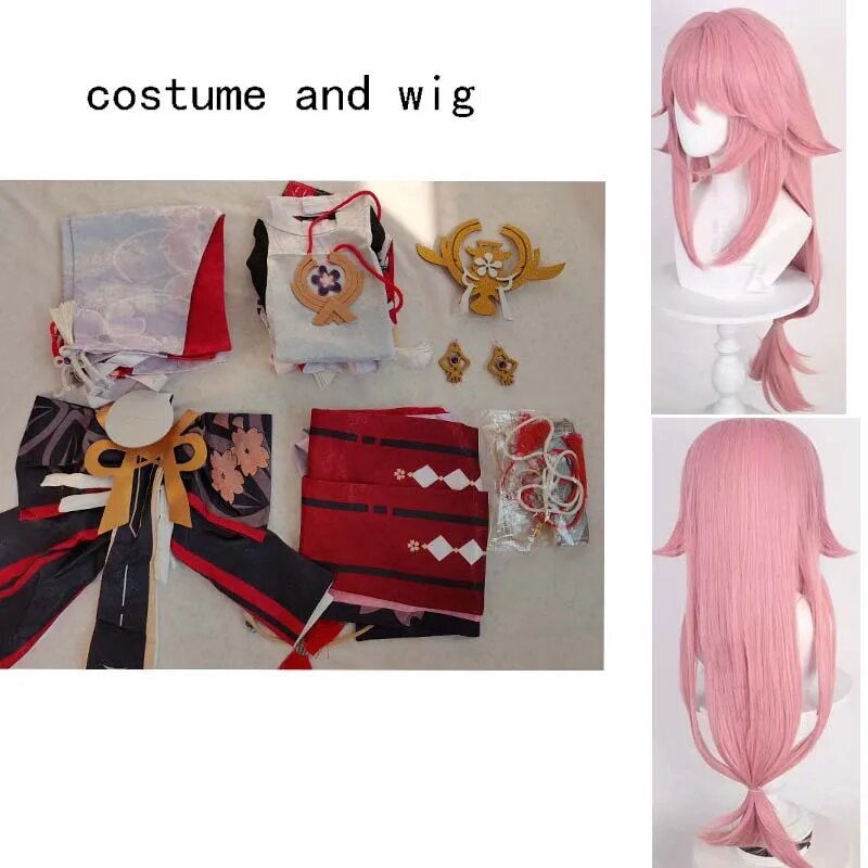 Женский костюм Яэ Мико из полиэстера и хлопка L, Costume and Wig