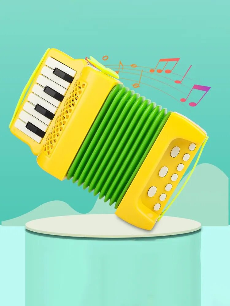 Детский аккордеон, 10-клавишный, 8-басовый, желтый, из АБС-пластика