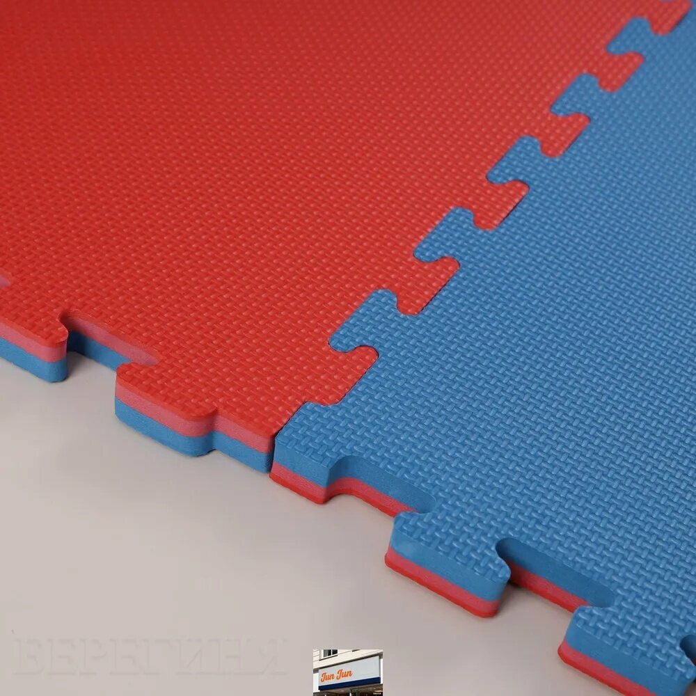 Будо мат татами 100 x 100 см, толщина 2 см, красно-синий, Премиум качествоwqeqweq