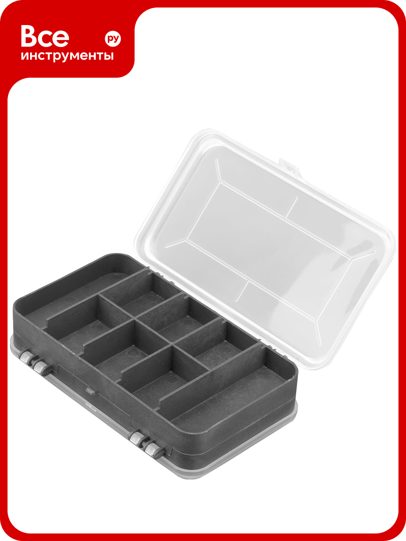 Органайзер для мелочей и метизов с 13 отделениями, съемными перегородками и пластиковым замком, черный, из полипропилена