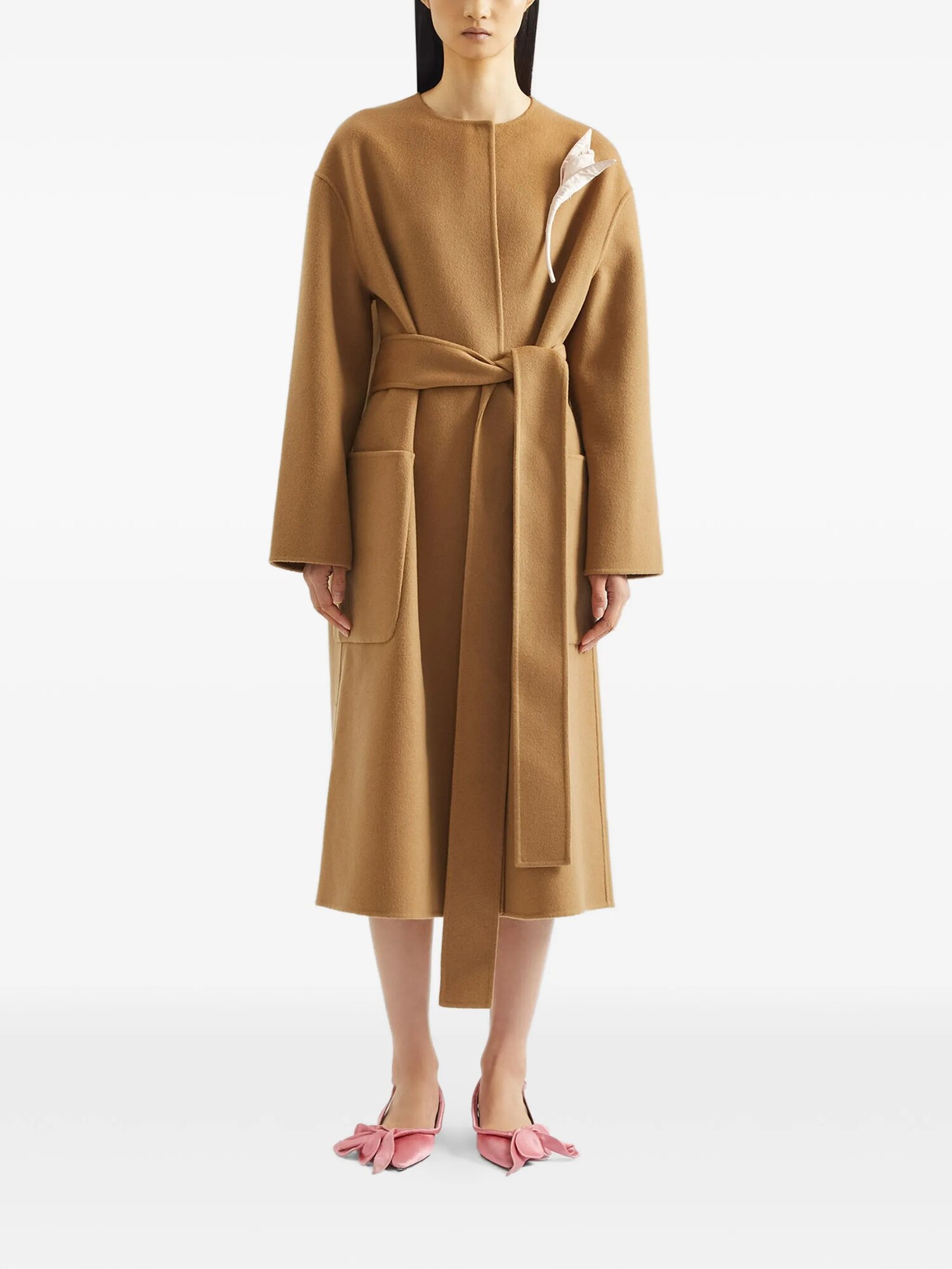 Пальто Erdem Belted oversized coat, размер 12, brown — фото 1