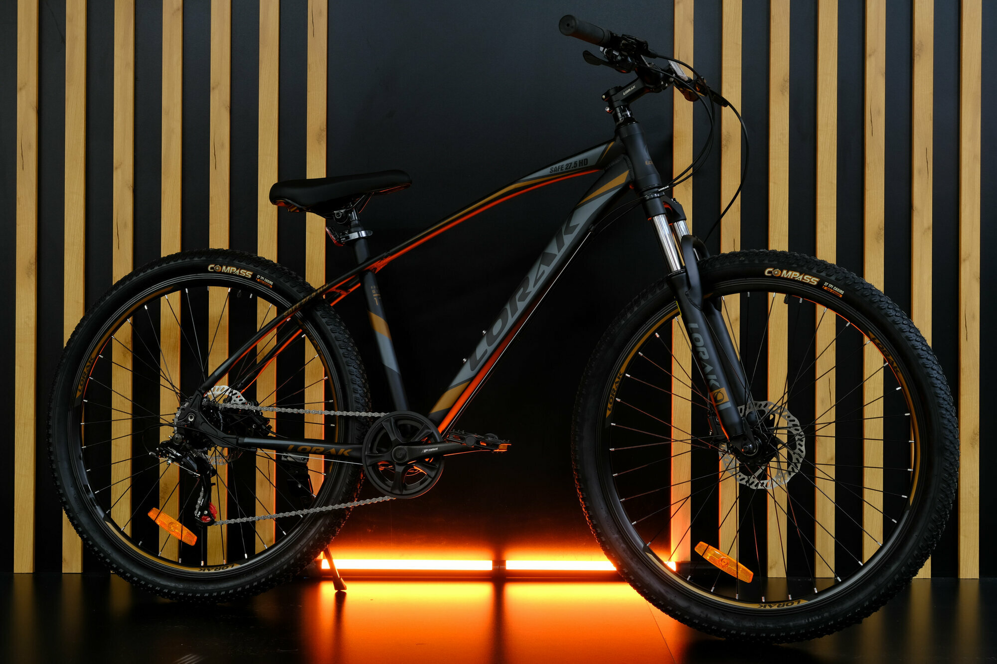 Велосипед горный LORAK Safe 27,5 HD Матовый Черный/Коричневый под рост 155-173 см, алюминиевый, гидравлические тормоза