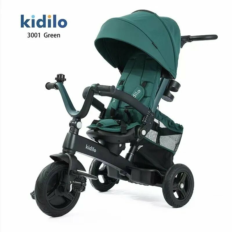Детский трехколесный велосипед kinderkraft, складная детская коляска, регулируемое сиденье с козырьком от солнца, подходит для детей в возрасте 1-6 лет