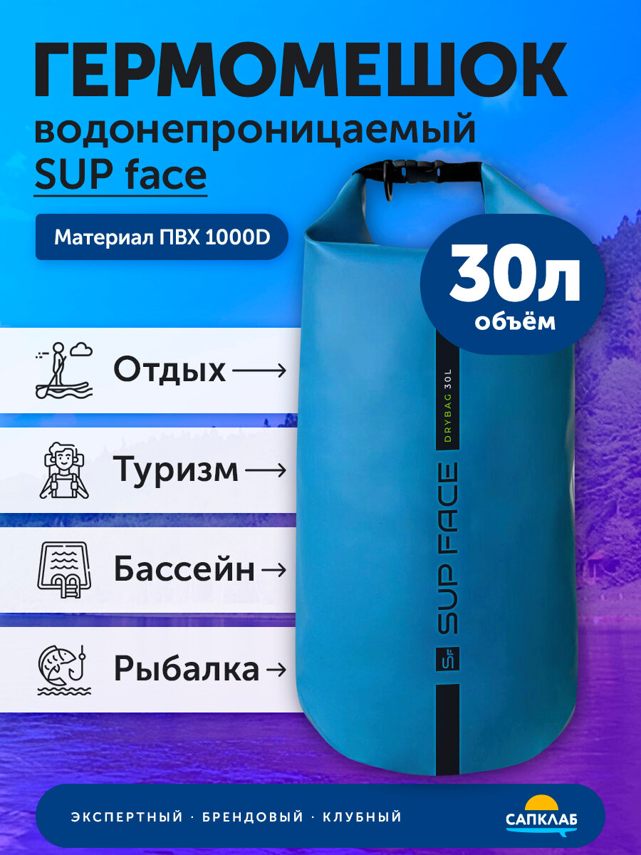 Гермомешок Sup Face blue 30L / Герморюкзак для сапборда, sup