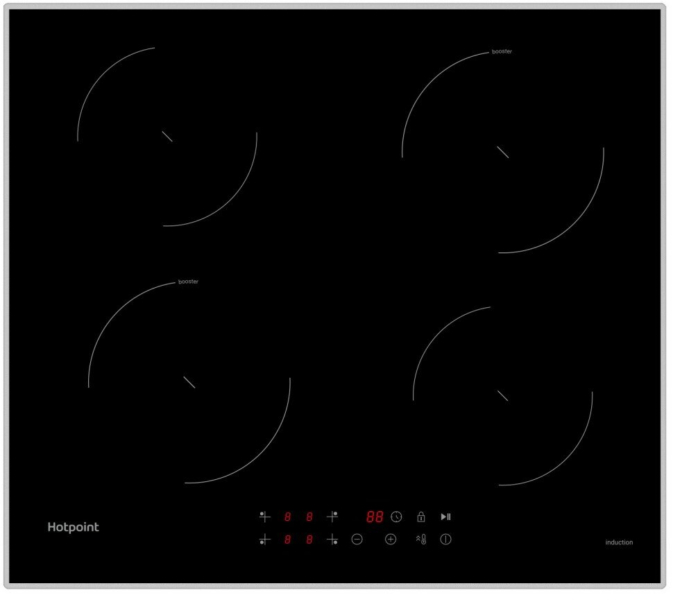 Варочная панель Hotpoint HQ1760SС IX, стеклокерамическая, 4 конфорки, черная