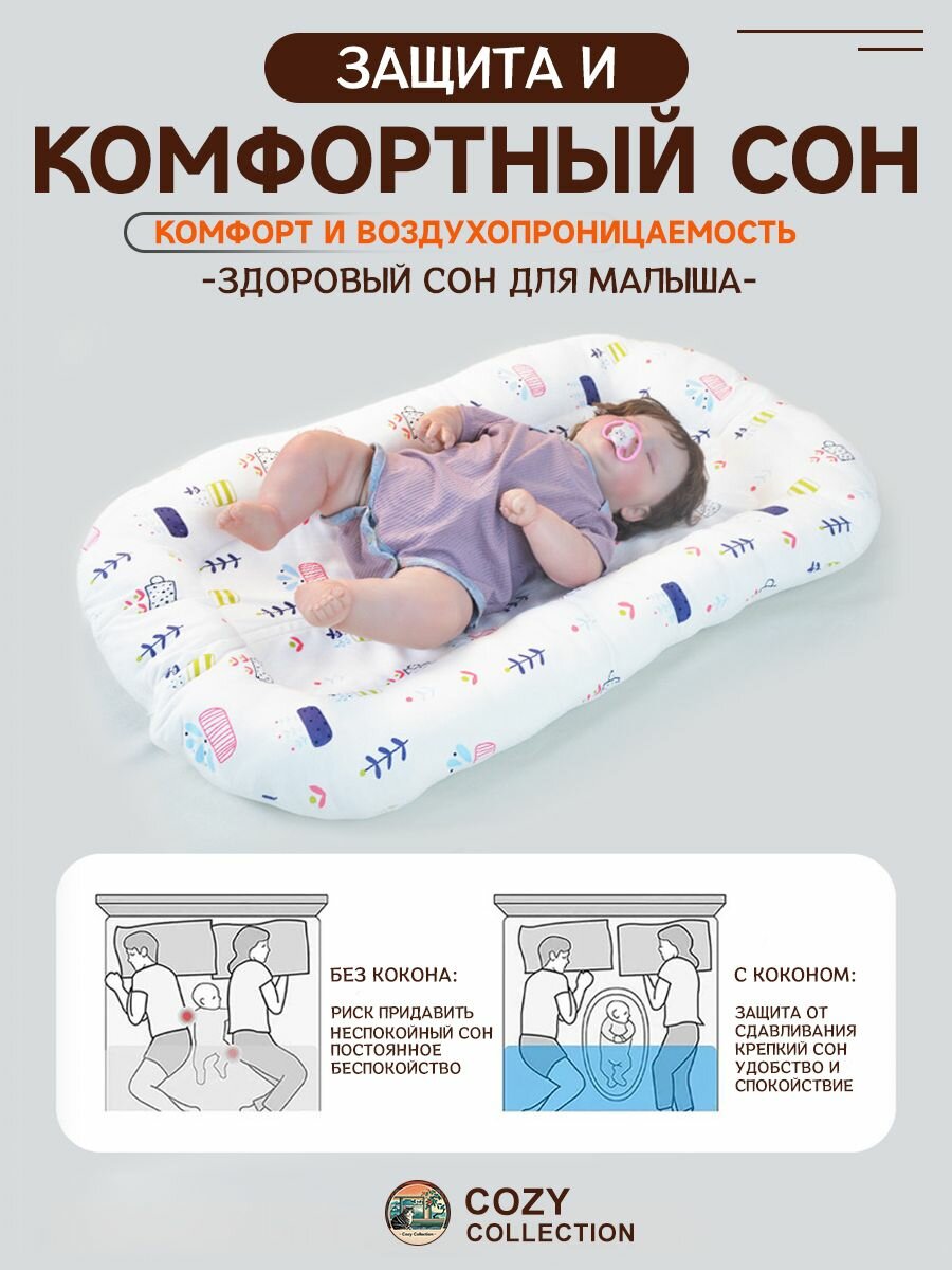 Матрас-кокон для новорожденных, безопасный, ортопедический, гипоаллергенный, полностью стираемый