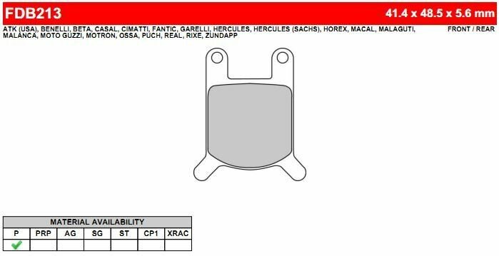 Тормозные колодки для мотоцикла FERODO FDB213P / MCB508