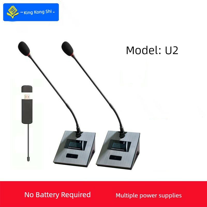 Беспроводной микрофон для конференций USB с гусиным шеей, 1-2 канала, серебристый