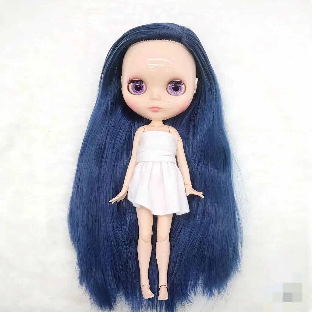 Голая кукла zsksm Блайт 30 см синие волосы nude dolls 4, White skin