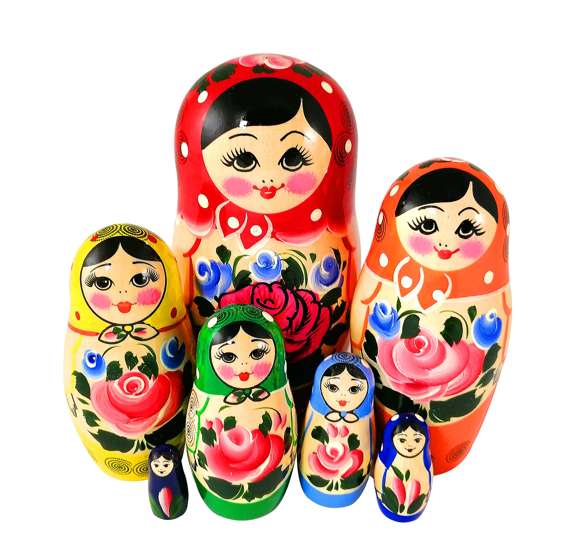 Матрешка "Радуга", Семеновская, 7-ми местная, ручная роспись, 16см