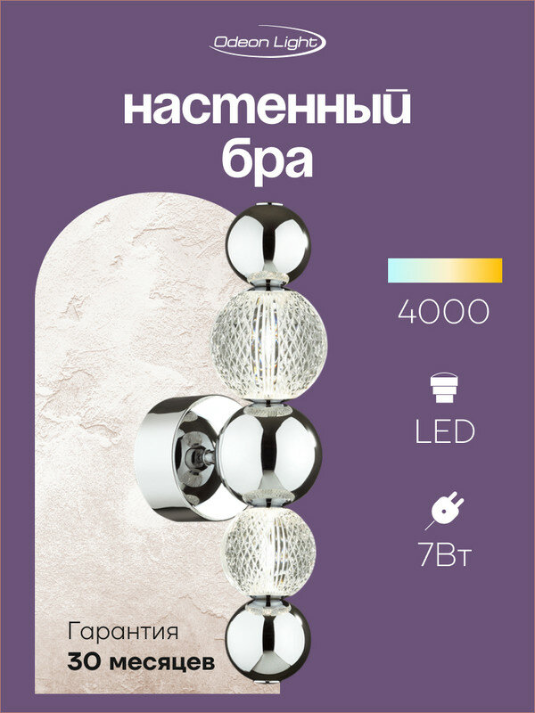 Бра ODEON LIGHT CRYSTAL 5007/7WL LED 7W хром
