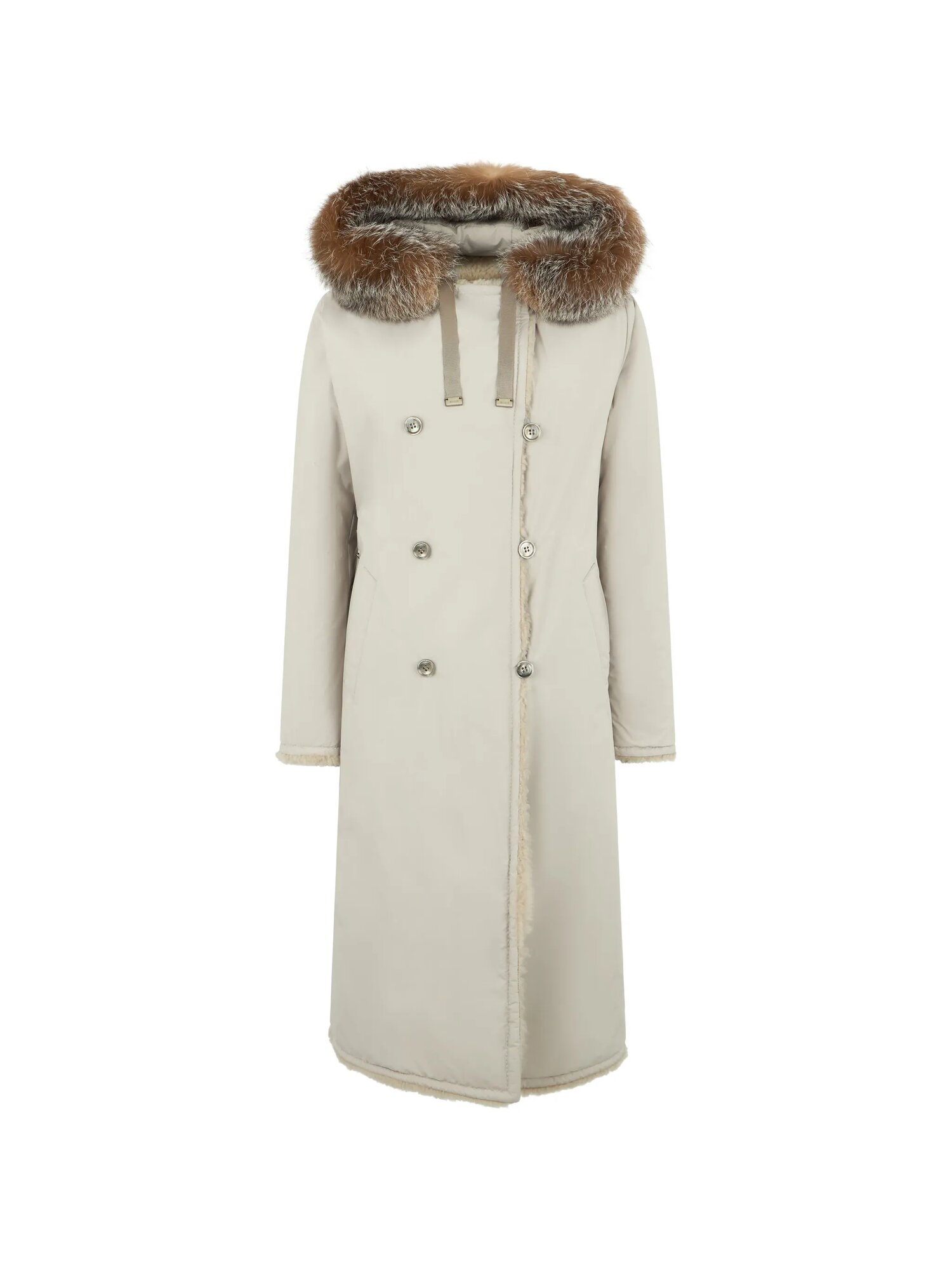 Пальто Fur collar double-breasted coat