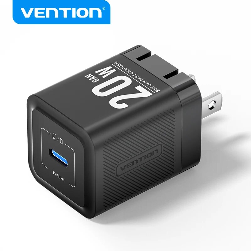 Зарядное устройство Vention 20W GaN с USB Type-C, быстрая зарядка PD для iPhone 16, 15, 14, 13 Pro Max, портативное зарядное .