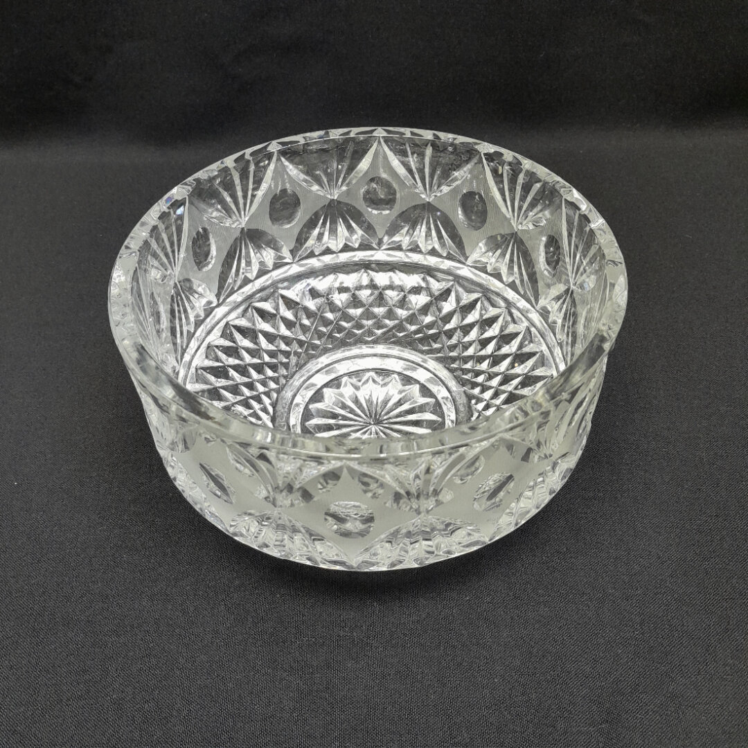 Салатник хрусталь, диаметр 18.5 см, высота 10 см, винтаж, СССР
