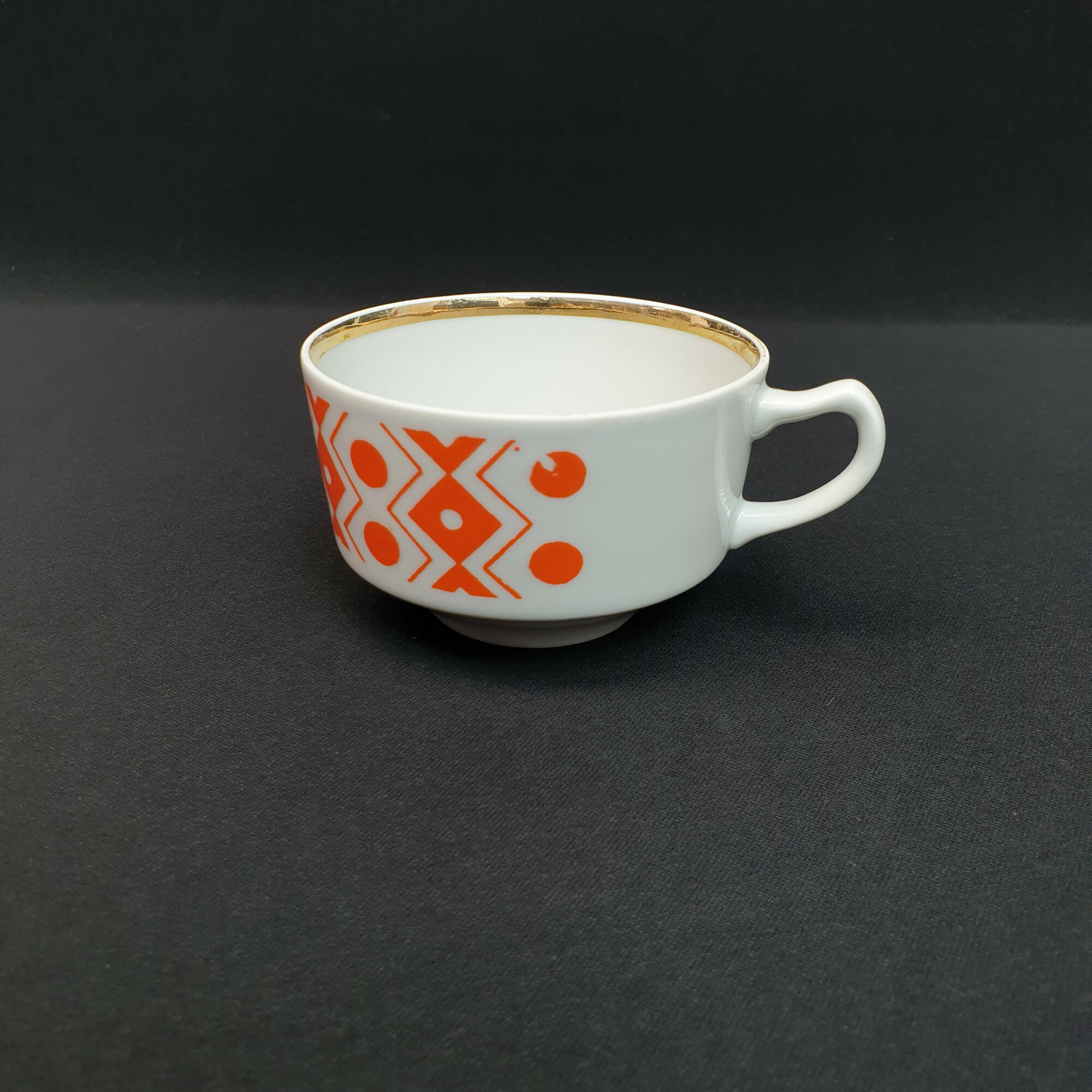 Винтажная чашка кружка Дулево, фарфор деколь золочение 250 мл, СССР