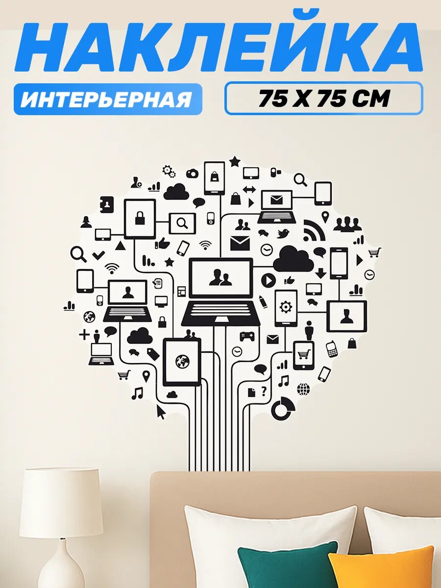 Наклейка на стену для декора интерьерная Техника Электроника