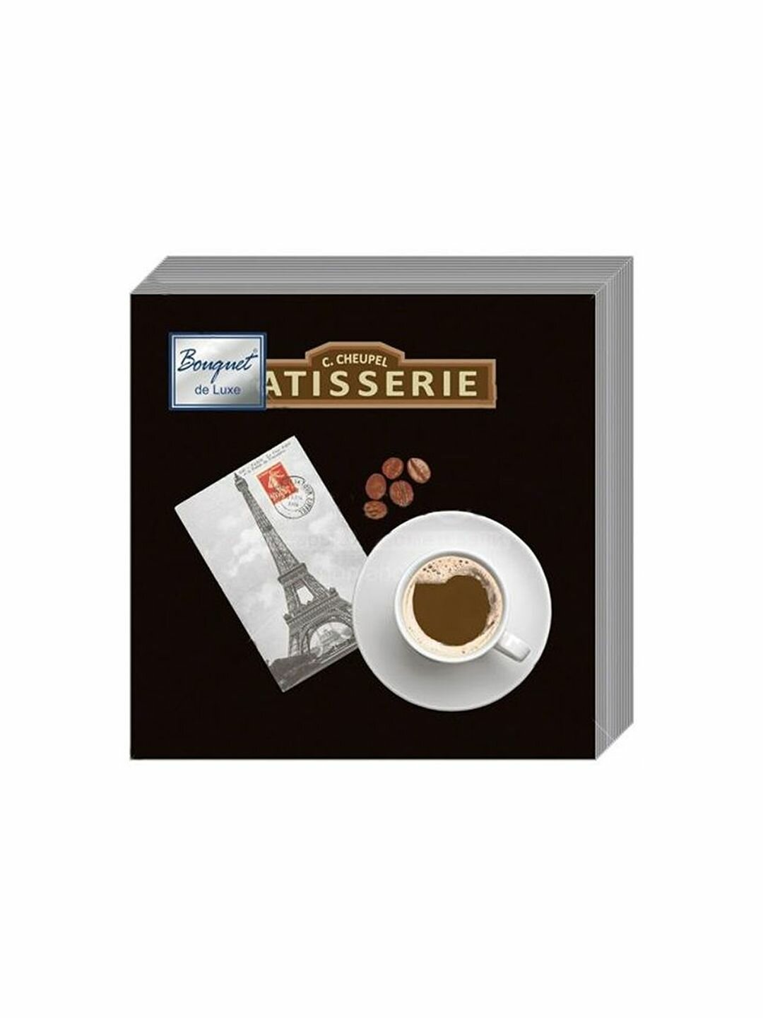 Салфетки бумажные трехслойные "Art Bouquet de Luxe" Кофе, 24х24см, в пачке 25 штук