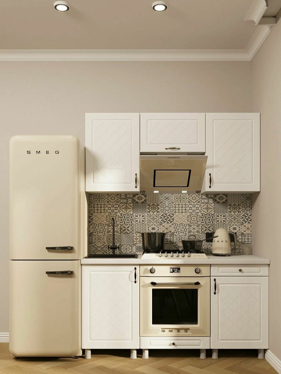 Кухонный гарнитур (кухня) Версаль 1,6 м с окапом, столешницей и модулем под духовой шкаф, МДФ фасад, корпус ЛДСП, 1600х2160х600 тэкс