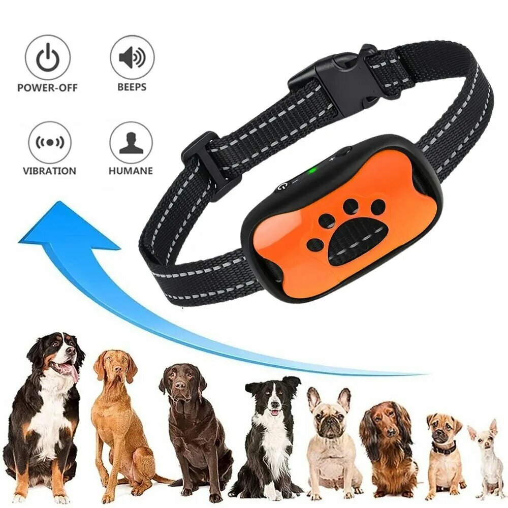 USB-ошейник от лая для собак, перезаряжаемый, оранжевый
