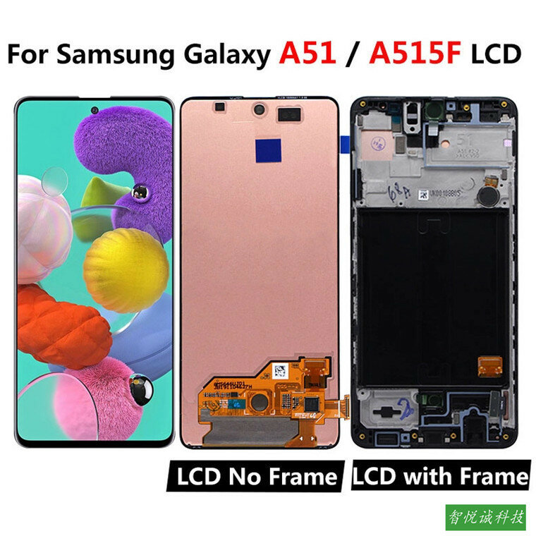 OLED-сборка экрана с рамкой для Samsung Galaxy A51 2020, оригинальная заменяемая деталь