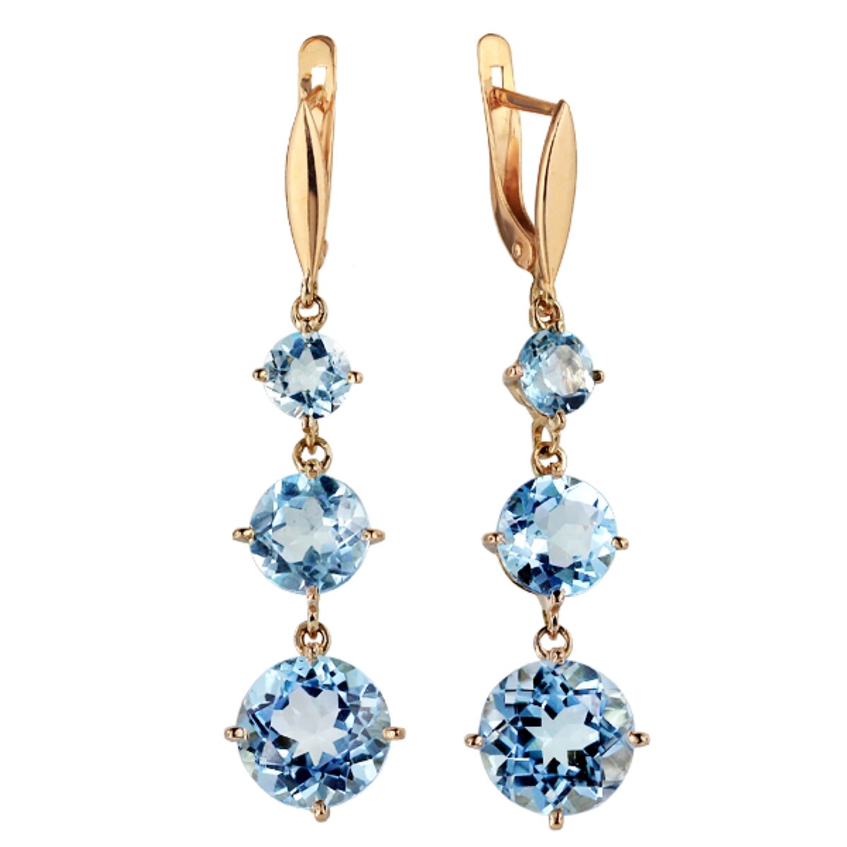 Серьги с подвесками, красное золото, 585 проба, топаз