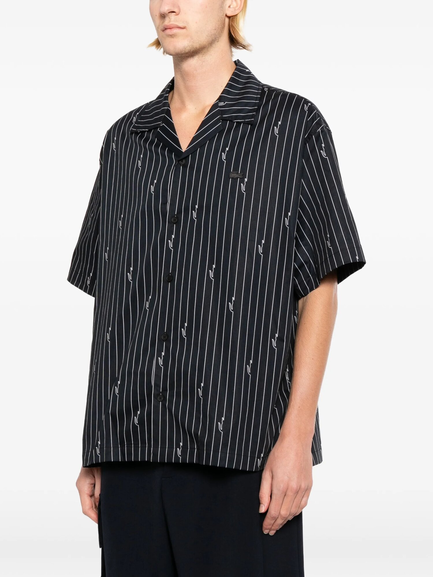 Рубашка LACOSTE Striped twill shirt, размер M, Синий принт — фото 1