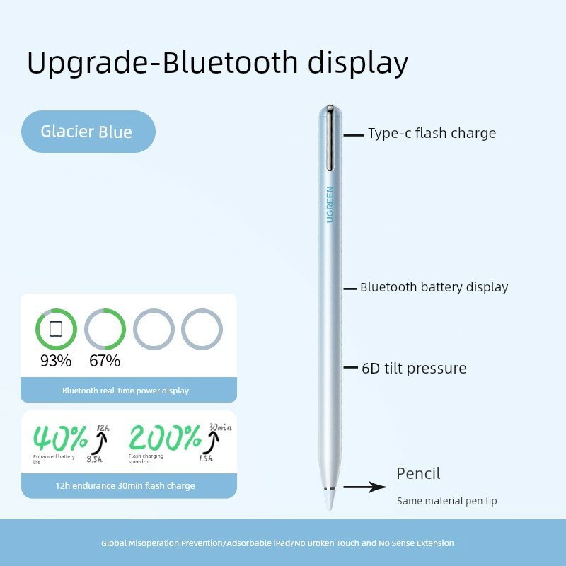 Зеленый связь емкостная ручка для Apple iPad Air 1-го/2-го поколения, Bluetooth дисплей, магнитное крепление,