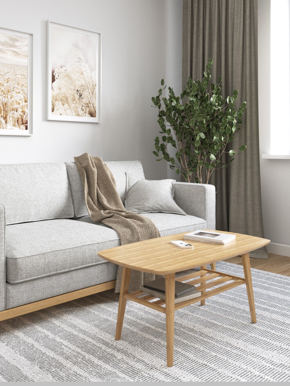 Журнальный столик Bambuchka, 100х50х45 см, натуральный бамбук