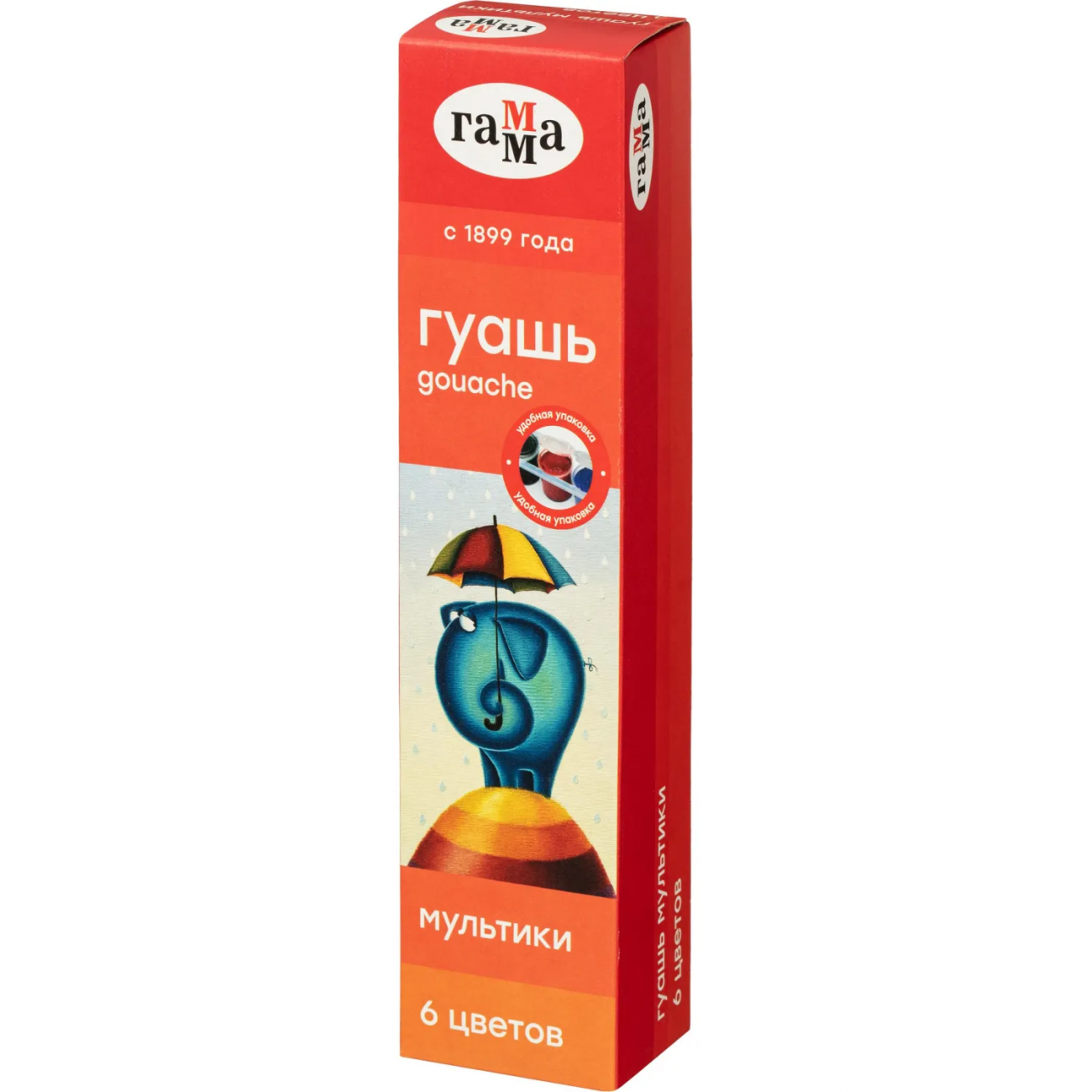 Гуашь Гамма Мультики, Наб. 06 цветов, 15мл, блок-тара, картон. 100222-6 2253511