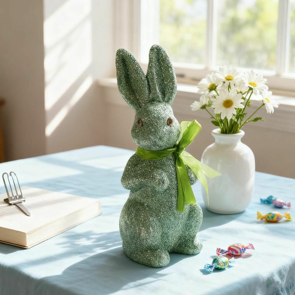 Фигурка пасхального кролика, блестящие блестки, пасхальное украшение для дома