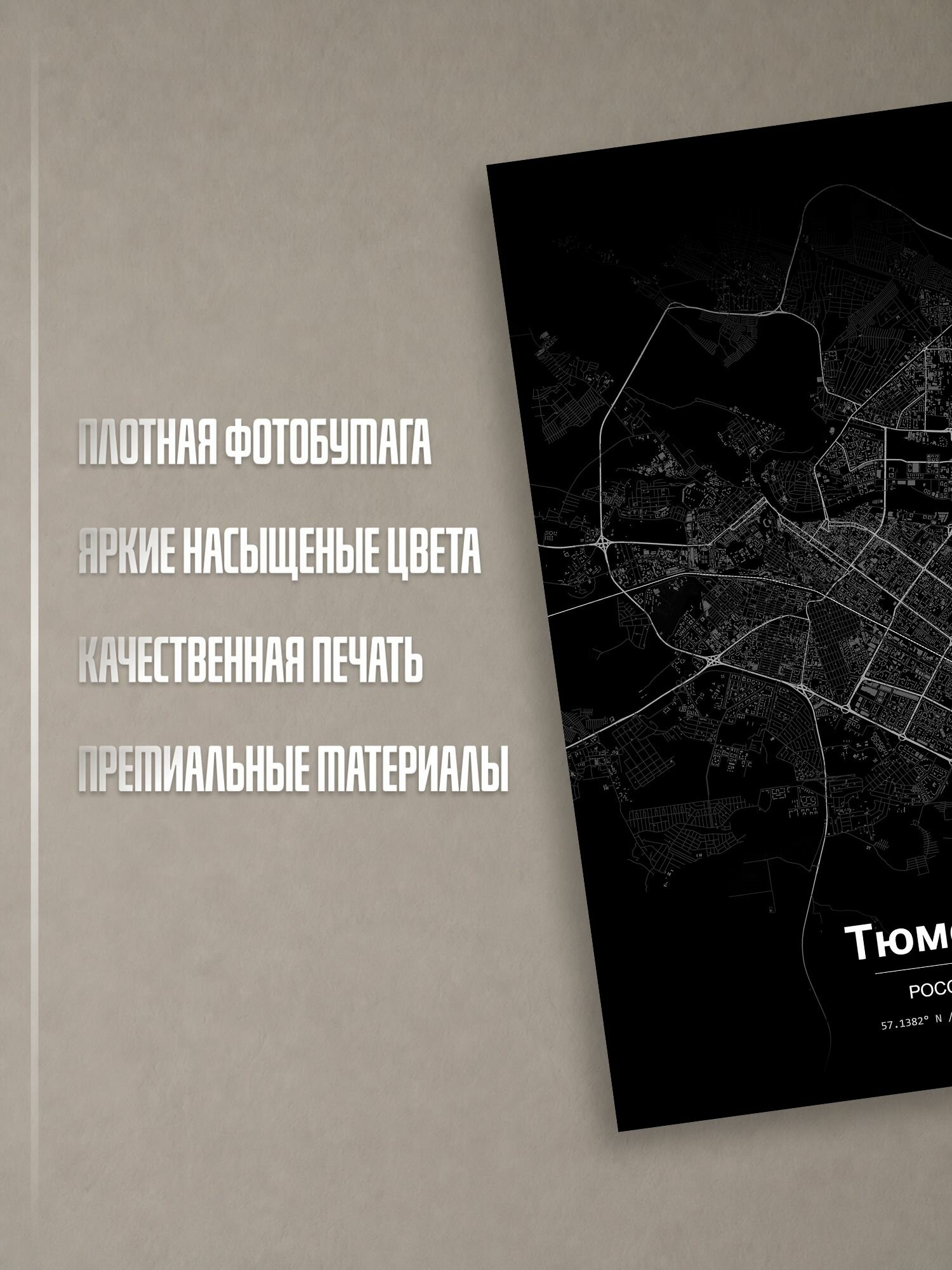 Постер карта города Тюмень — фото 1