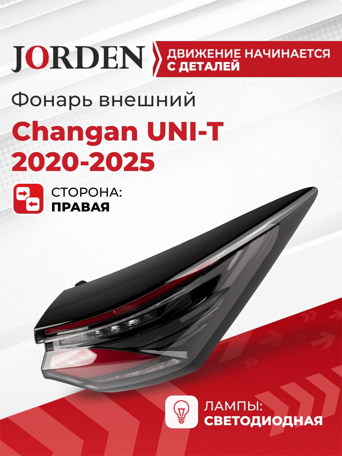 Фонарь Чанган юни т Changan UNI-T 2020-2025 задний правый наружный боковой в крыло стоп сигнал