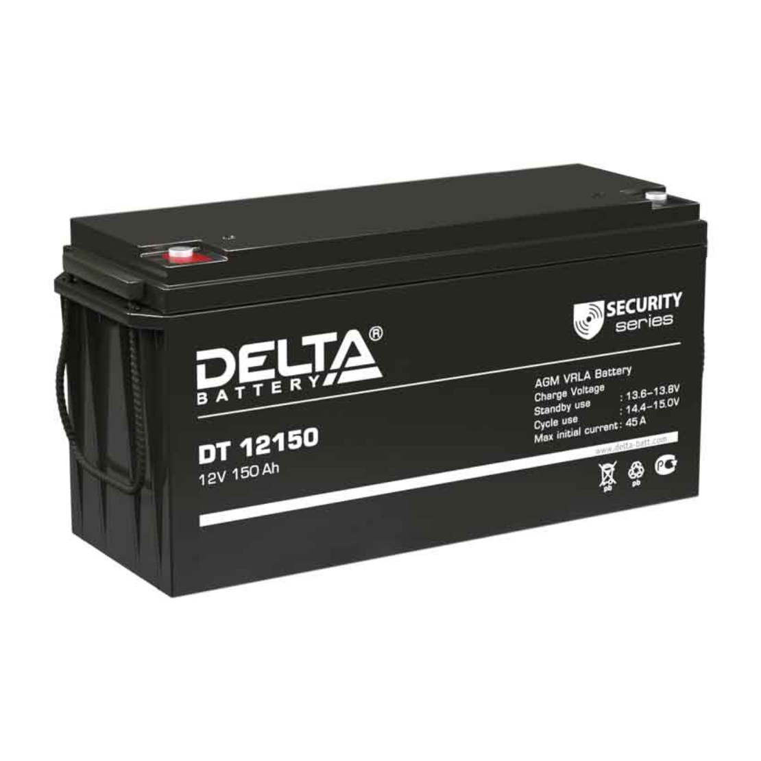 Аккумуляторная батарея ExeGate Delta DT 12150 (12 В/150 Ач) болт М8, AGM, черный